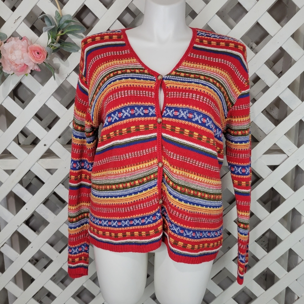 Eddie Bauer Granny Cottagecore Colorful Cardigan Size… - Gem